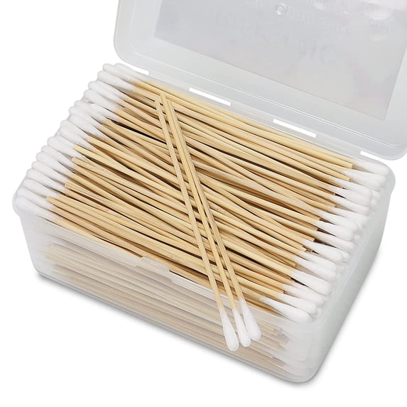 500PCS 6" Cotton Swabs in Storage Box - Long Cotton Swab with Wooden ...