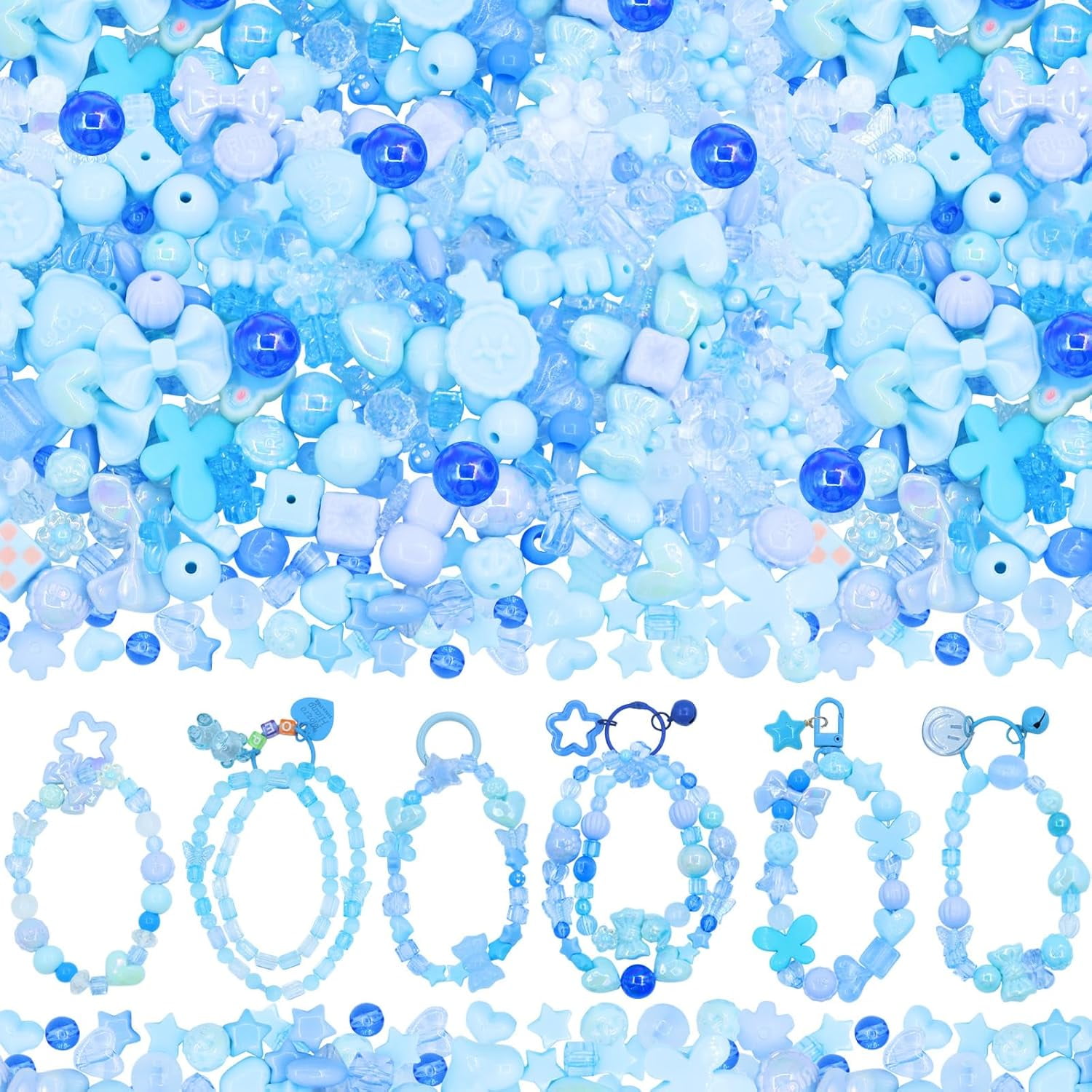 500PCS Acrylic Assorted Beads Flower Sweetheart Butterfly Candy Acrylic ...