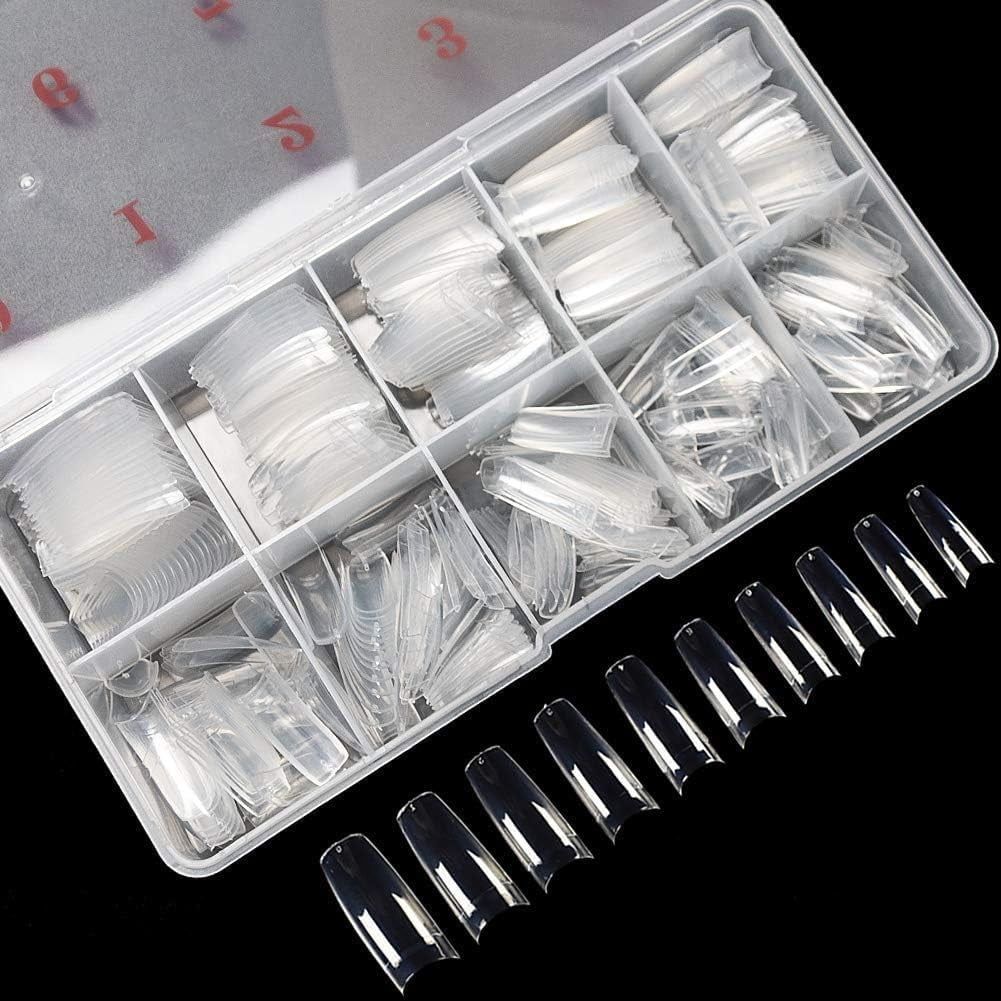 500PCS Clear False Nails Tips - Half Cover Lady French Style Acrylic ...