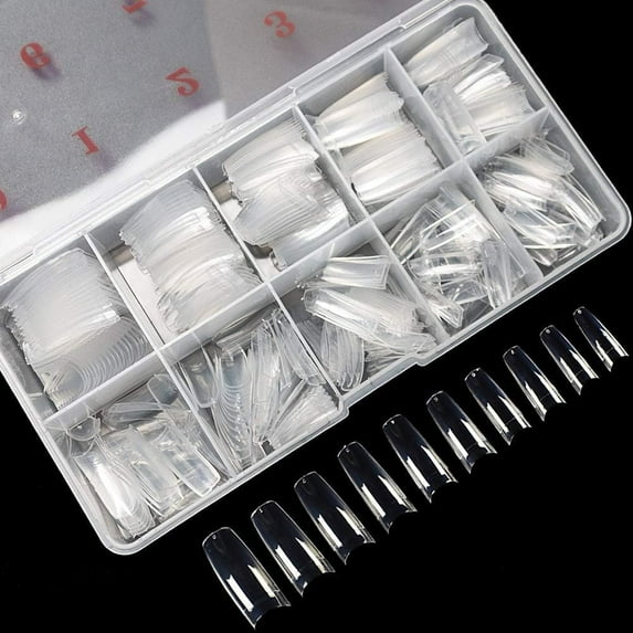 500PCS Clear False Nails Tips - Half Cover Lady French Style Acrylic ...