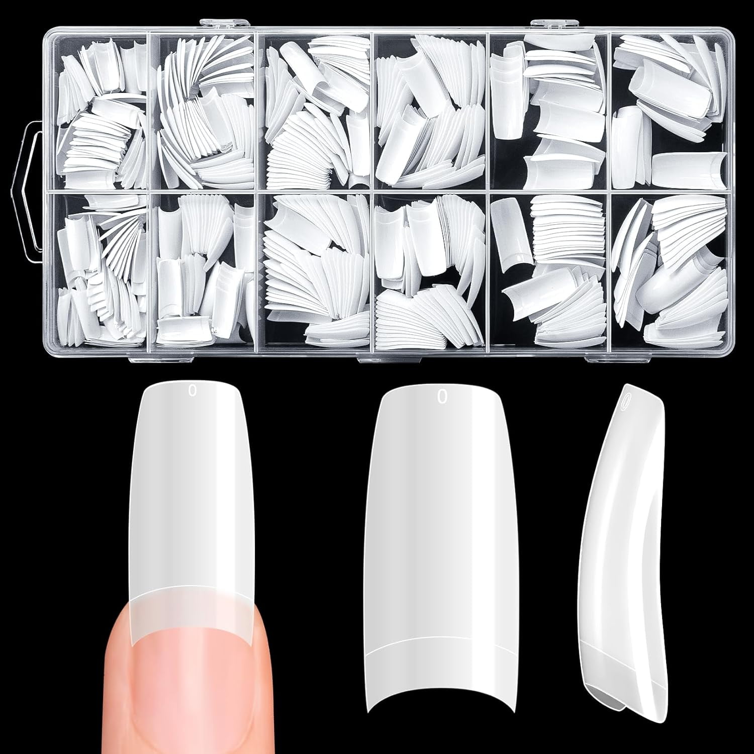 500PCS Clear False Nails Tips - Half Cover Lady French Style Acrylic ...