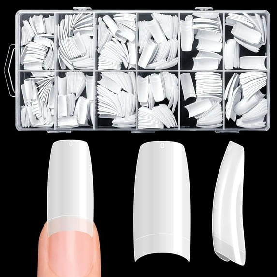 500PCS Clear False Nails Tips - Half Cover Lady French Style Acrylic ...