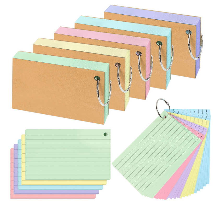 500PCS Colored Index Cards, 3x5 Inches Flash Cards with Ring, Lined on ...
