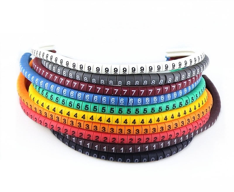 500PCS EC-1 Cable Wire Marker 0 to 9 For Cable Size 2.5 sqmm Colored ...