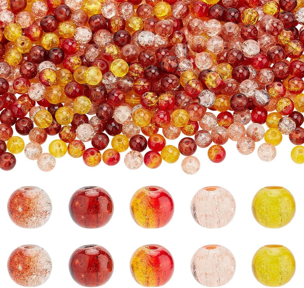 500PCS Glass Beads 5 Colors 6mm Glass Round Beads Loose Beads for Fall ...
