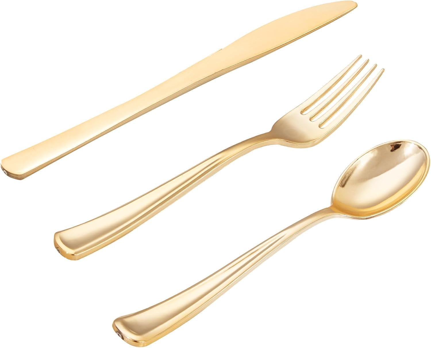 500PCS Gold Plastic Silverware Set Disposable - Gold Cutlery Set ...