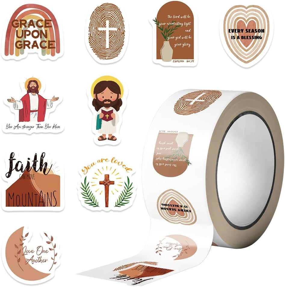 500PCS Jesus Christian Stickers Roll 10 Styles Envelope Seals Sticker ...