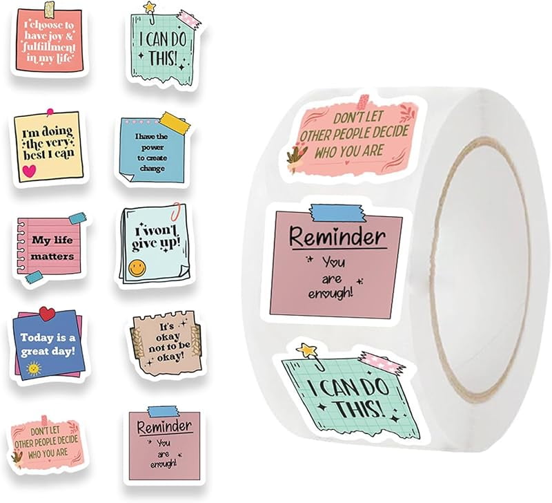 500PCS Motivational Stickers Roll 10 Styles Funny Reward Stickers Cute ...