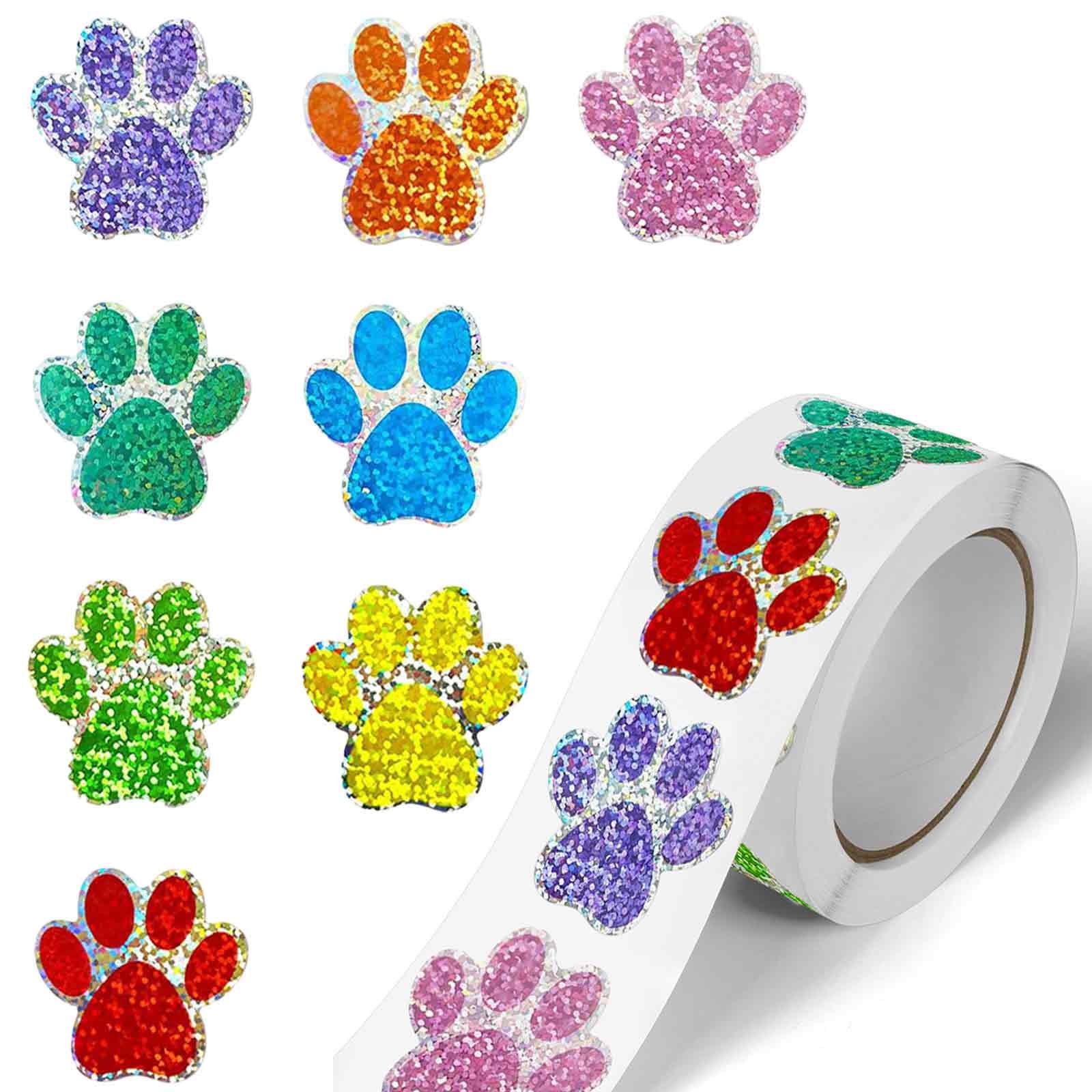 500PCS Paw Print Sticker, Dog Paw Print Sticker, Self Adhesive Shiny ...