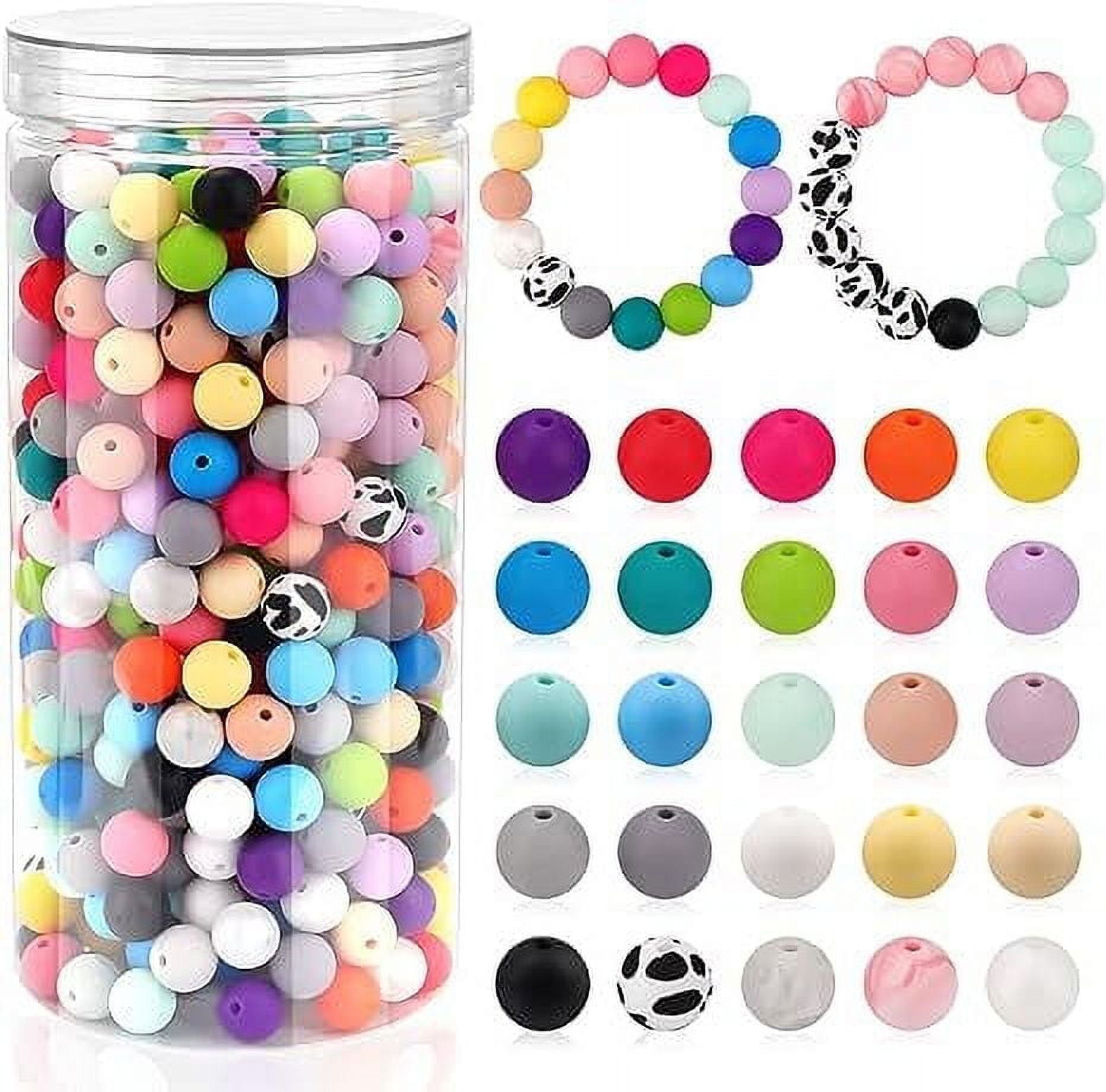 Kalolary 500PCS Silicone Beads Kit, 12mm Round, 25 Colors for DIY Craft ...