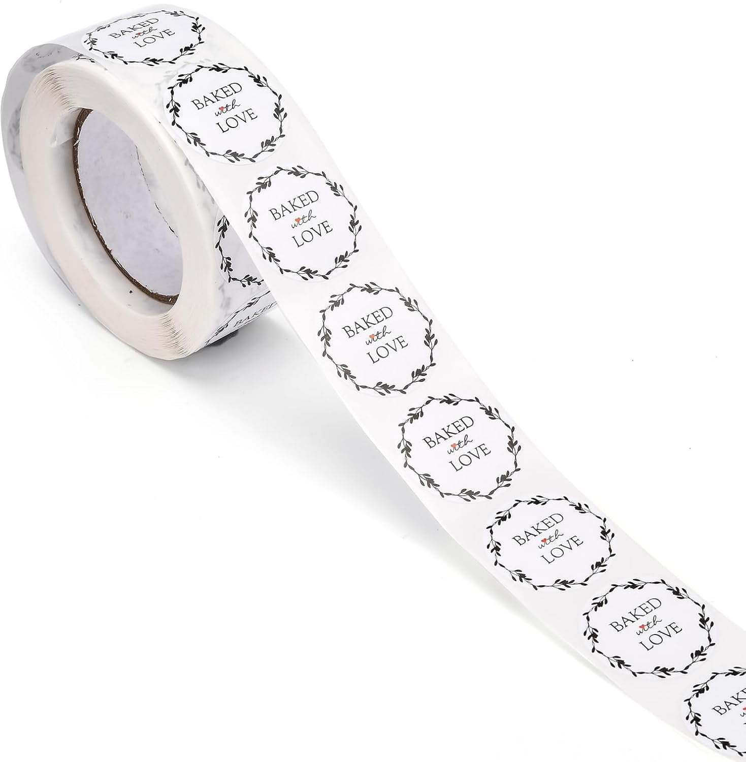 500PCS White Hand Made with Love Stickers Red Heart Baking Stickers ...