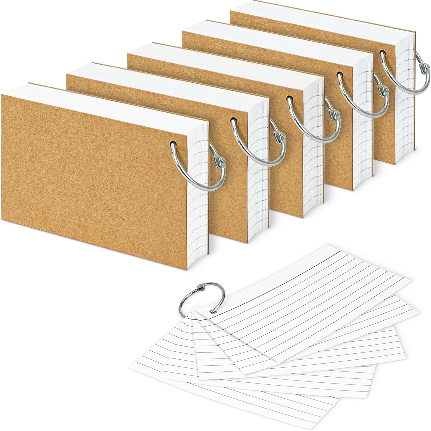 500PCS White Index Cards, 3x5 Inches Flash Cards with Ring, Lined on ...