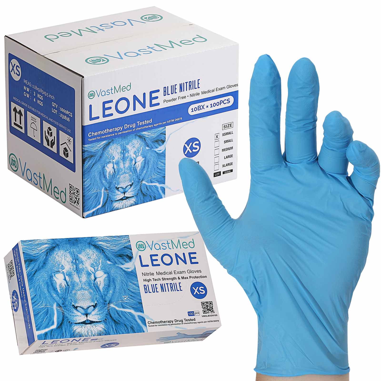 500PCs Dental Grade Examination Leone Nitrile Gloves by VASTMED | 4.0G ...