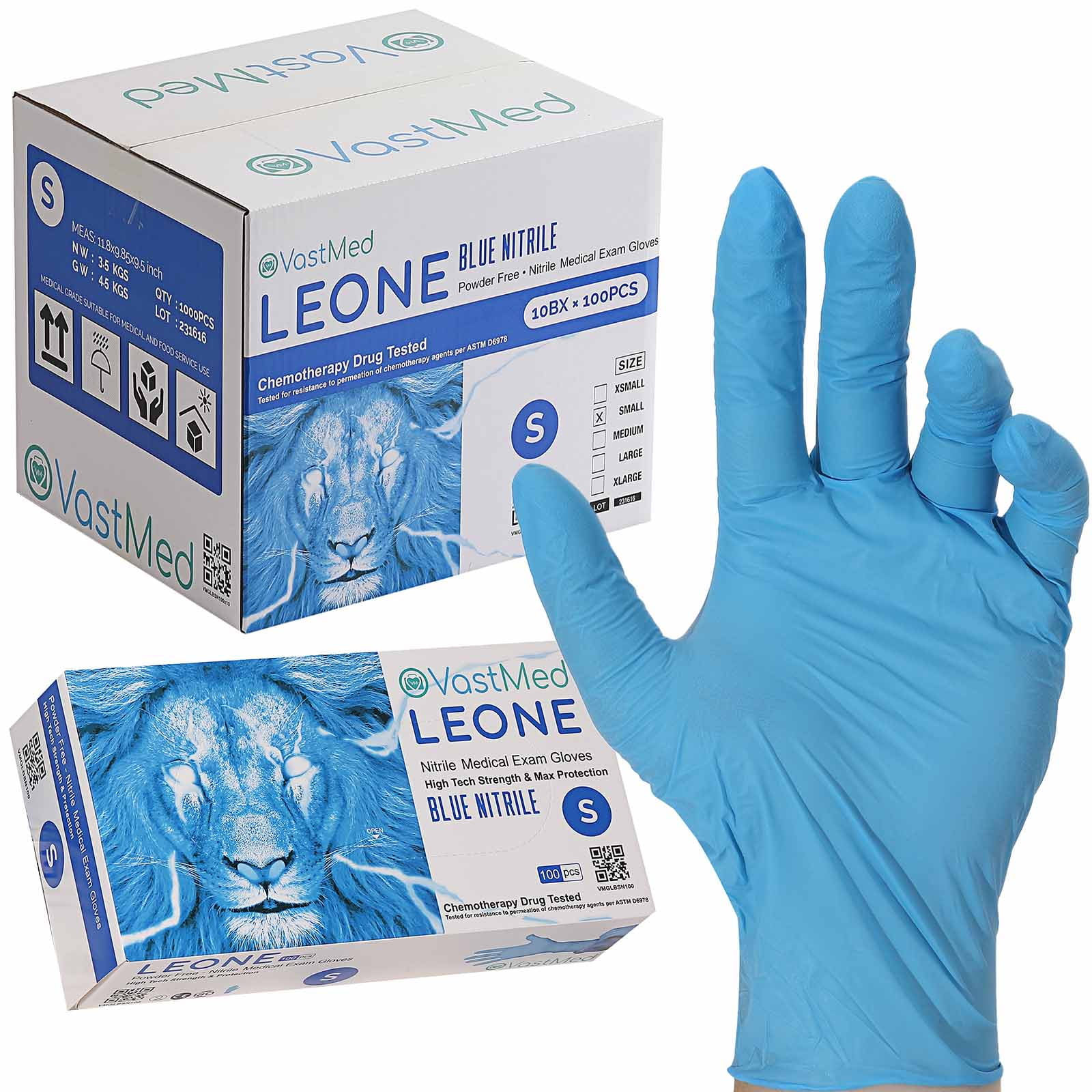 500PCs Dental Grade Examination Leone Nitrile Gloves by VASTMED | 4.0G ...