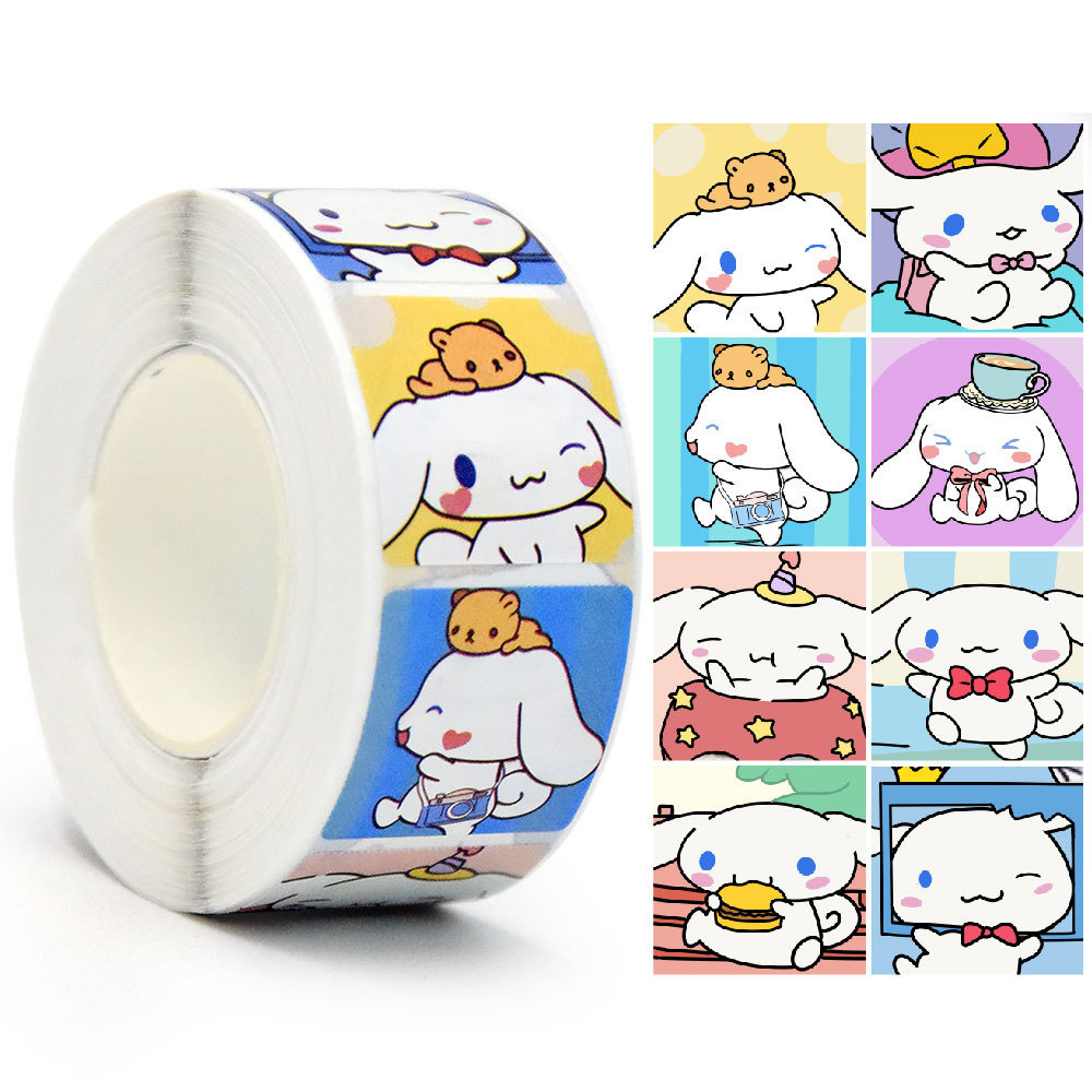 500Pc/Roll Sanrio Stickers Kawaii Cinnamoroll Melody Kitty Cartoon ...