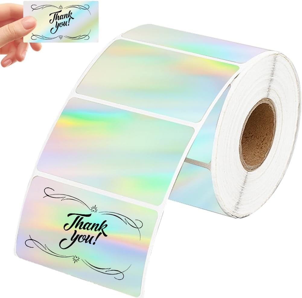 500Pcs 1.26" x 2.24" Holographic Sticker Labels Rectangle Thermal ...