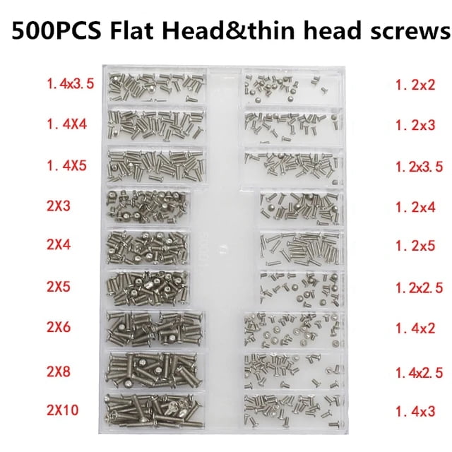 500Pcs 18 Types Mini Screw Nuts DIY Kit Laptop Computer Assemble Repair ...