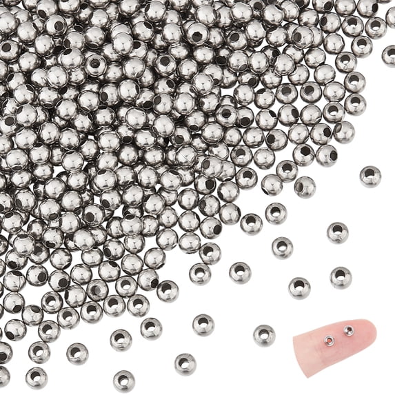 500Pcs 304 Stainless Steel Round Seamed Beads for Jewelry Craft Making ...