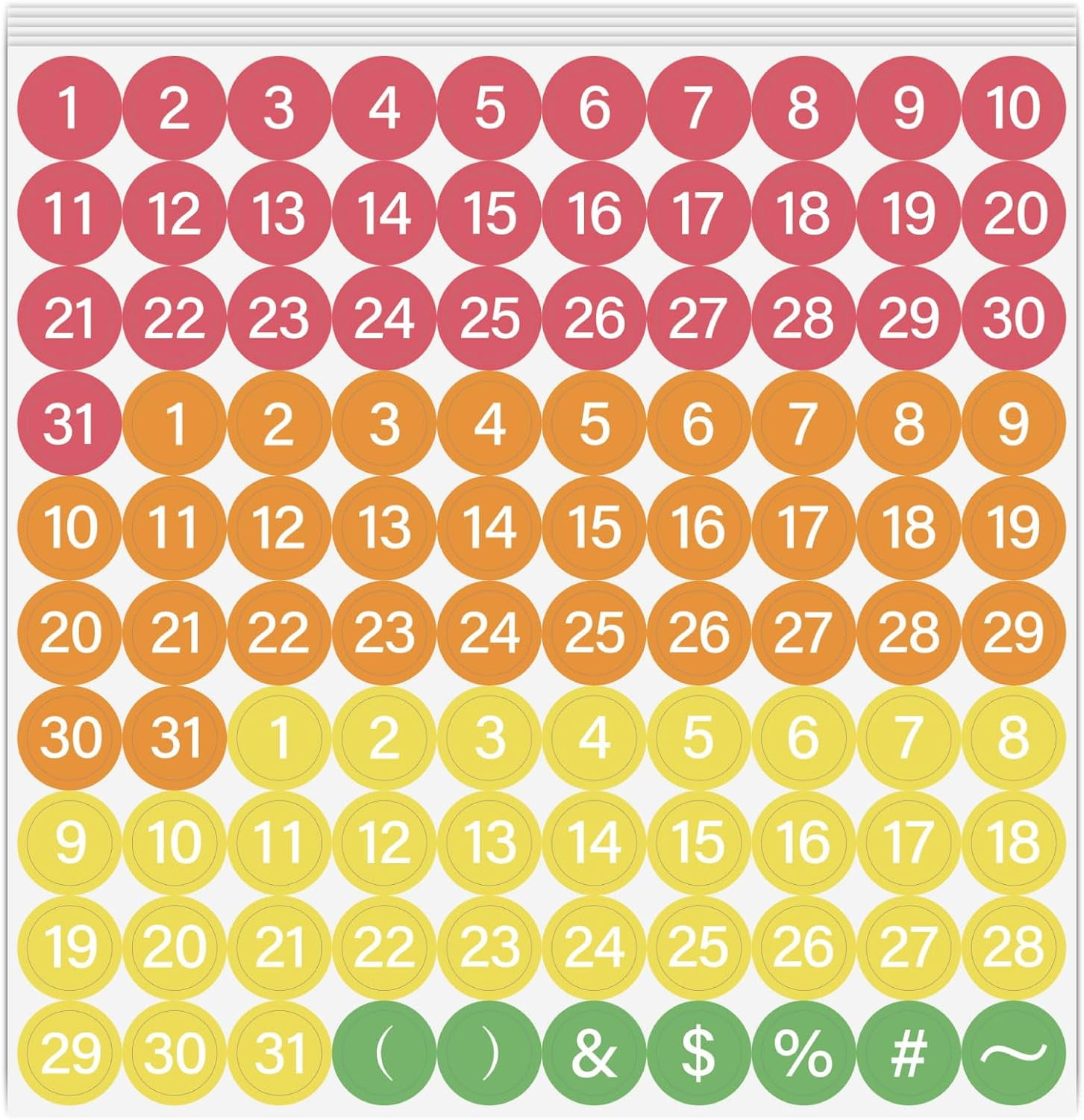 500Pcs/5 Sheets Date Planner Stickers Number Calendar Stickers 1/2 Inch ...