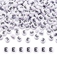 500Pcs Acrylic Horizontal Hole Letter Beads Flat Round Letter.E 7x4mm ...