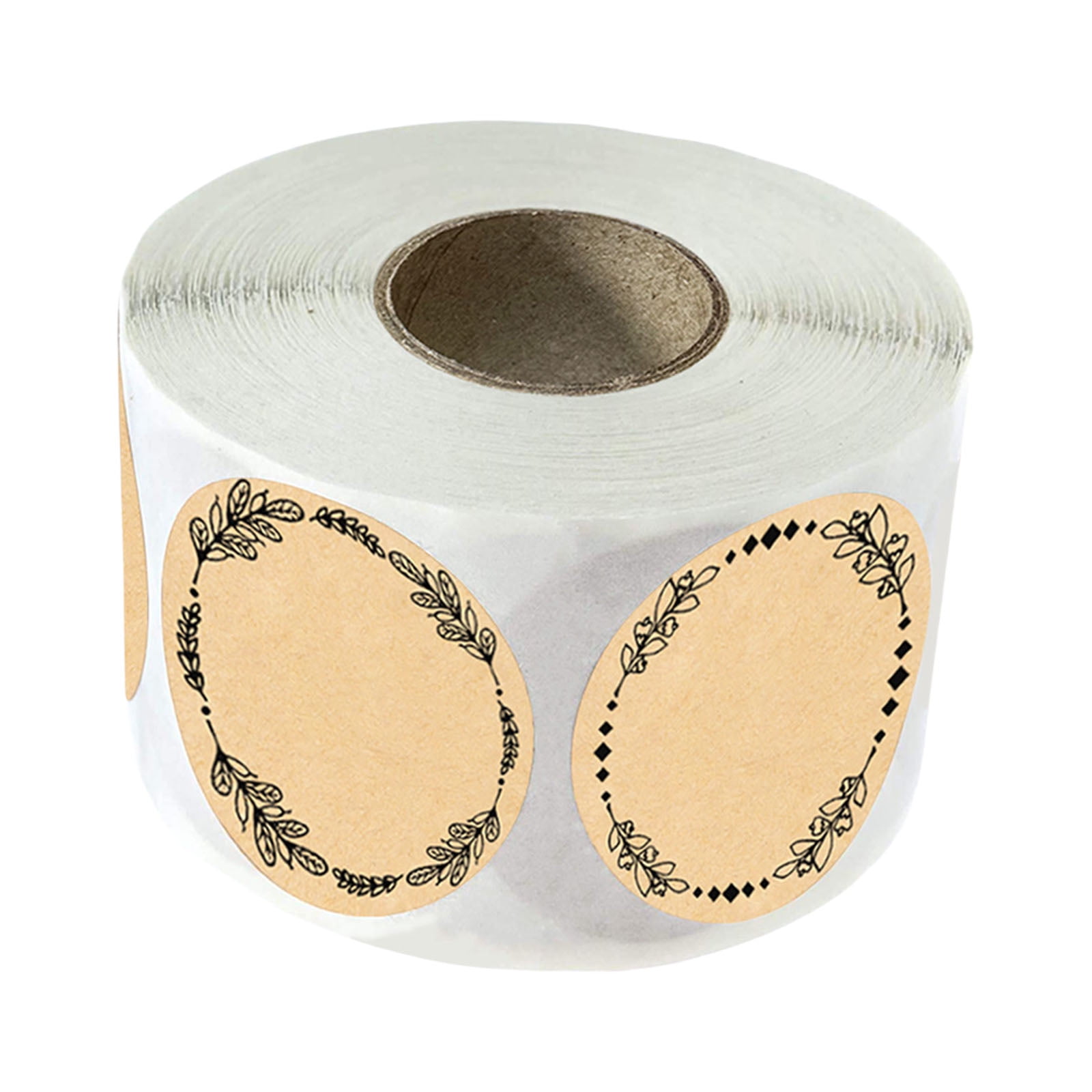 500Pcs Adhesive Brown Sticker Wreath Patten Canning Jar Round Labels ...