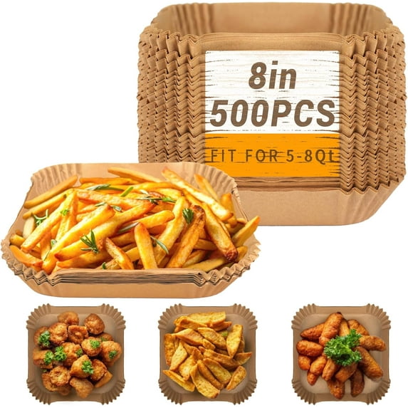 500Pcs Air Fryer Paper Liners, 8” Square Disposable Parchment Paper ...