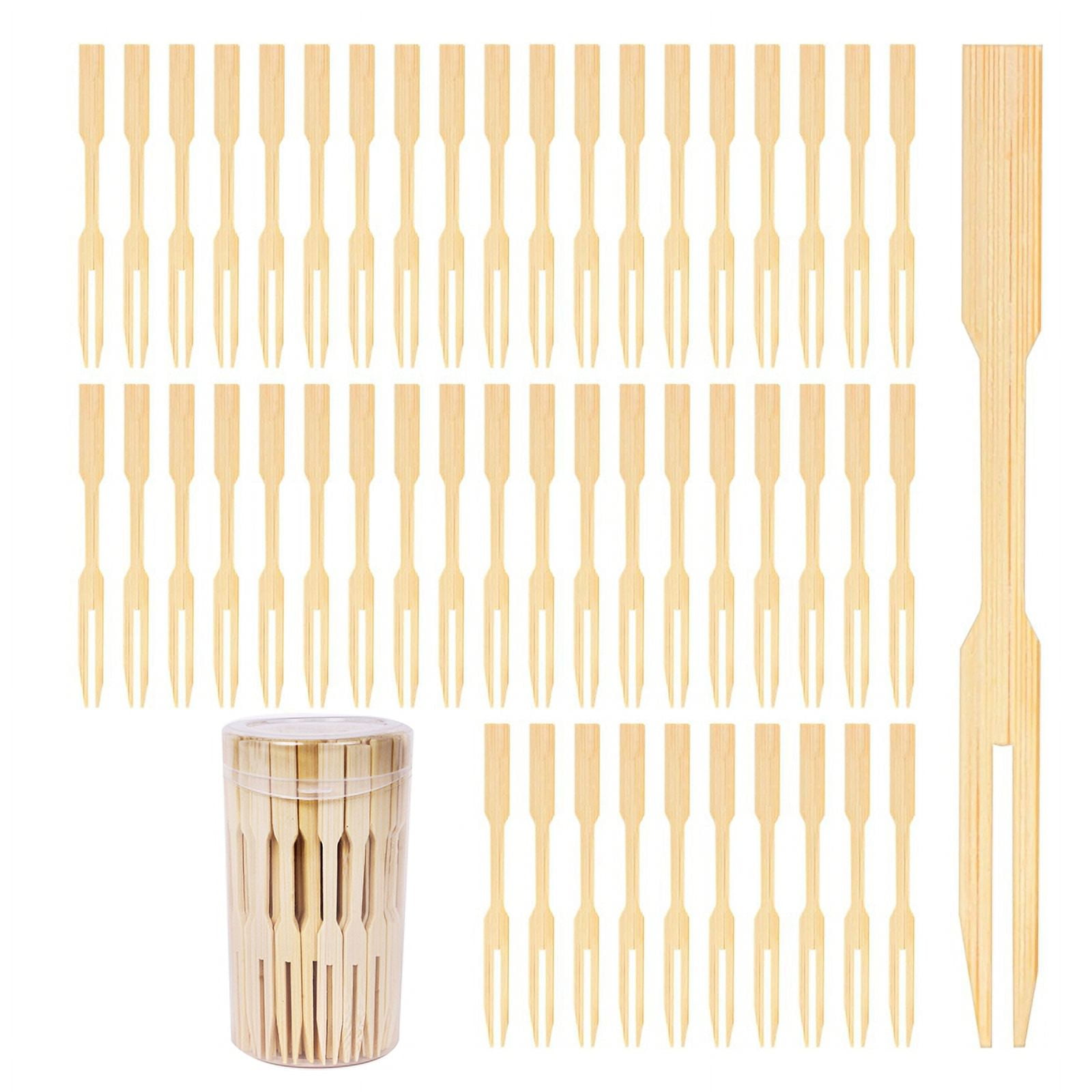 500Pcs Bamboo Forks 3.5In, for Appetizer, Disposable/Tiny/Food Picks ...