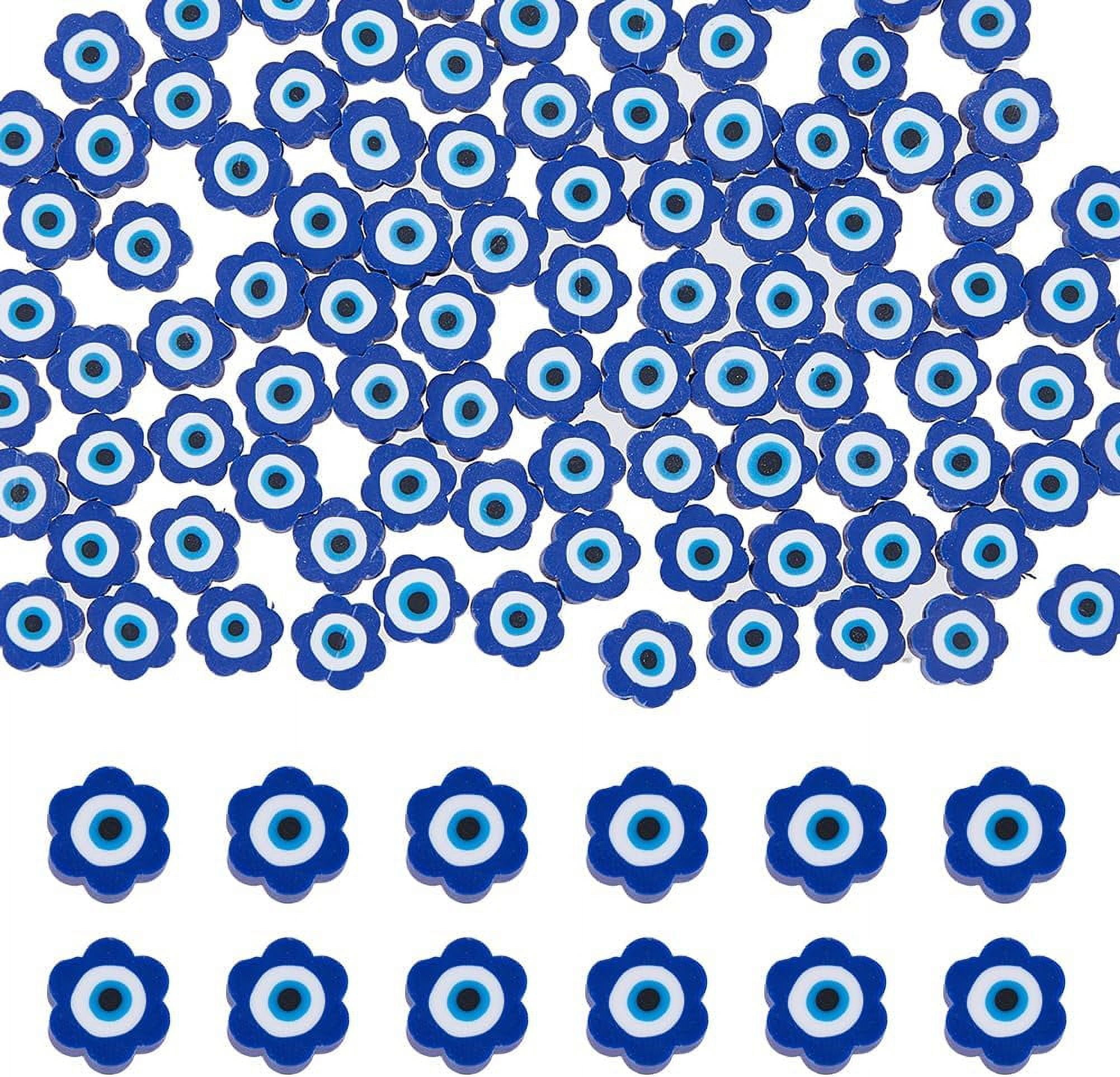 500Pcs Beads Blue Handmade Flower Shape Polymer Clay Beads Softable Flowers Beads Spacer Disc ...
