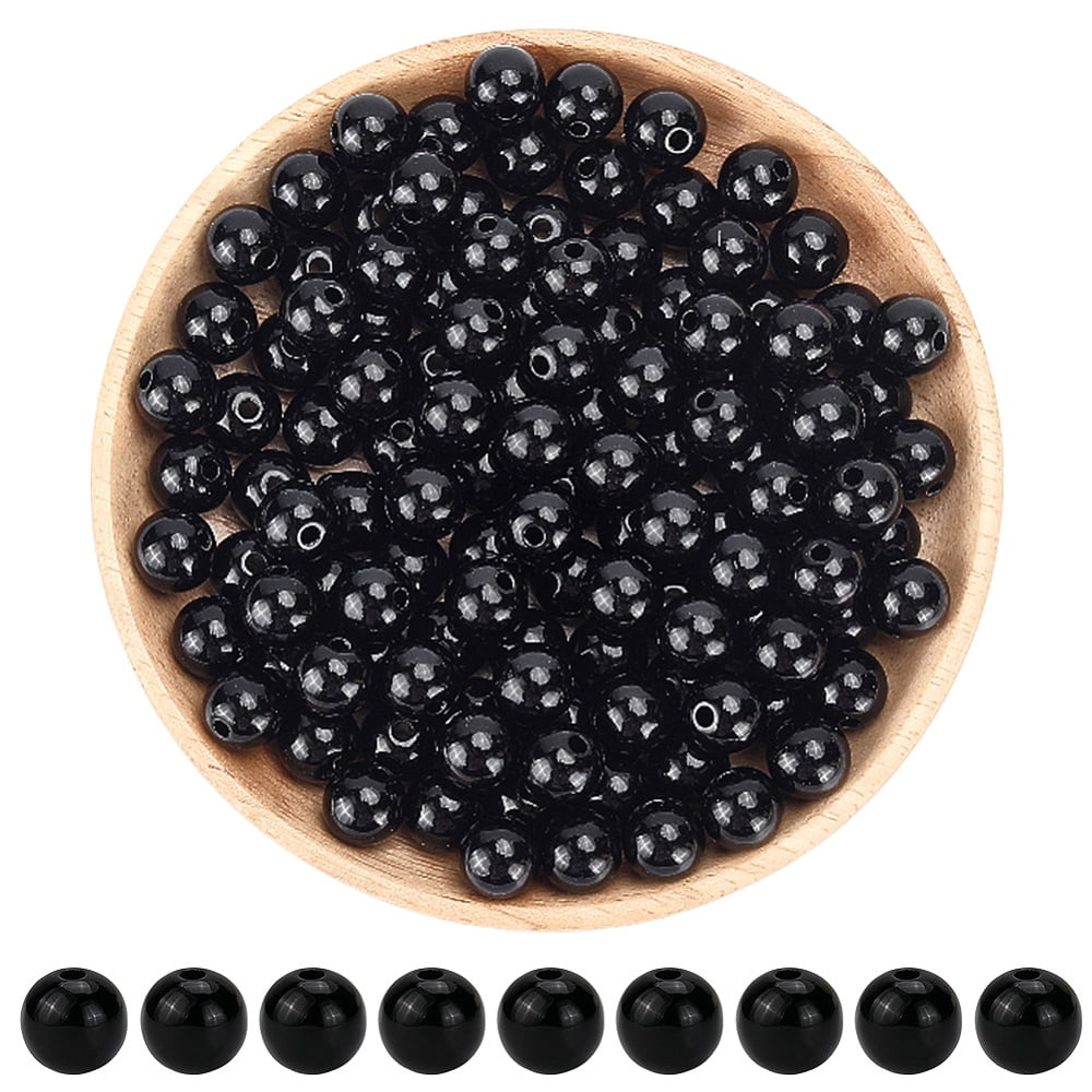 500Pcs Black Pearl Craft Beads with Holes Imitation Pearls Bulk Plastic ...