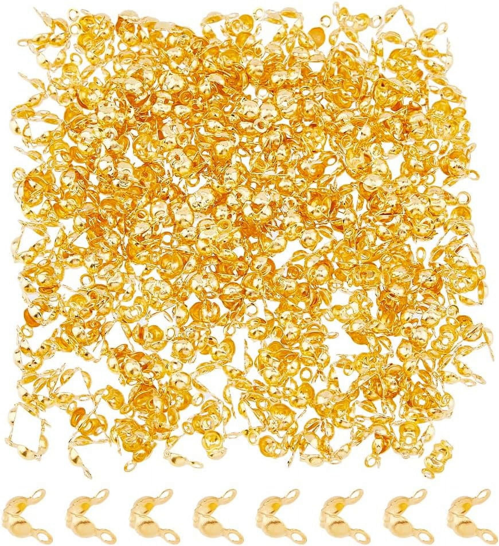 500Pcs Brass Bead Tips Clamshell Knot Cover Golden Small Hole End Cap ...
