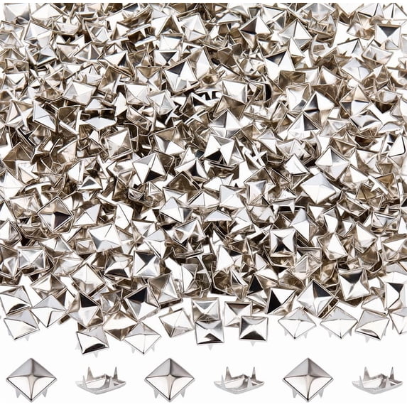 500Pcs Brass Studs Rivets for DIY Leather Craft Square Platinum 10x10x3 ...