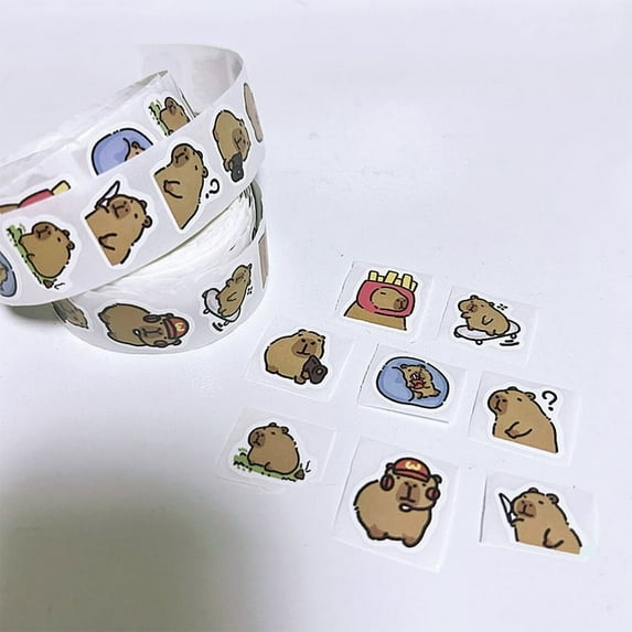500Pcs Cartoon Cute Capybara Varied Stickers Roll for Phone Helmet ...