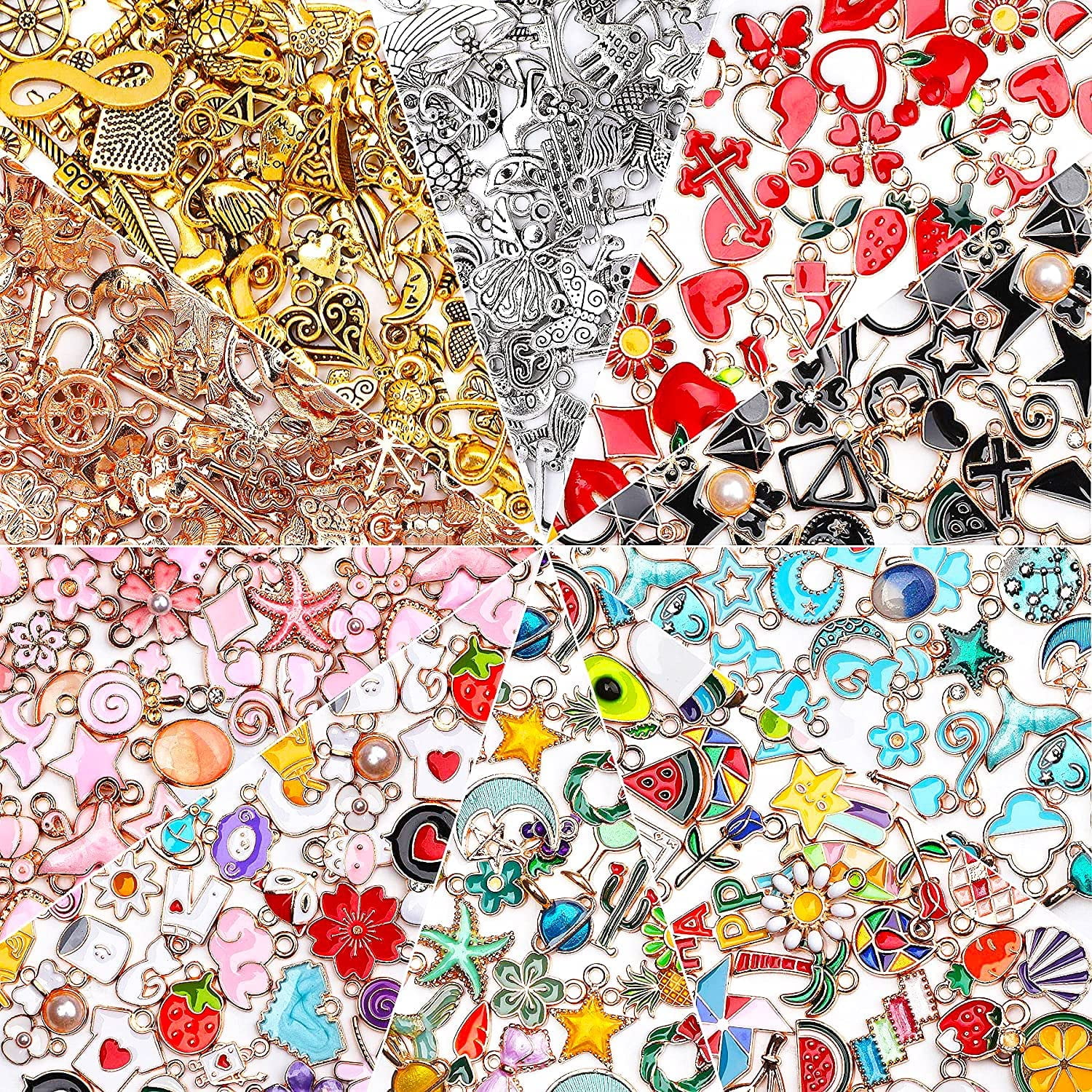 500Pcs Charms Bulk Wholesale Assorted Gold Plated Enamel Pendants ...
