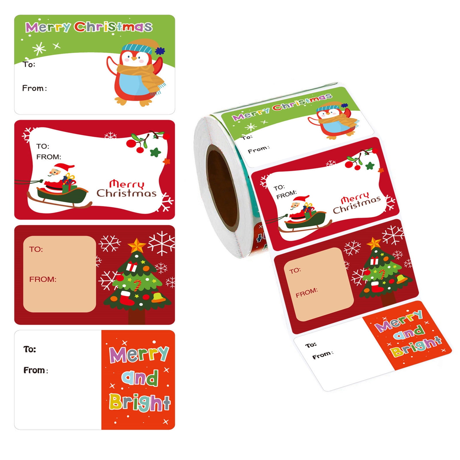 500Pcs Christmas Decorative Sticker 5x3.8cm Adhesive Wrapping Labels ...