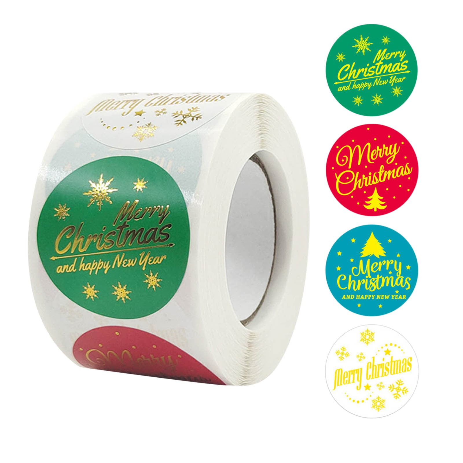 500Pcs Christmas Stickers 1.5Inch Assorted Round Stickers in Roll ...
