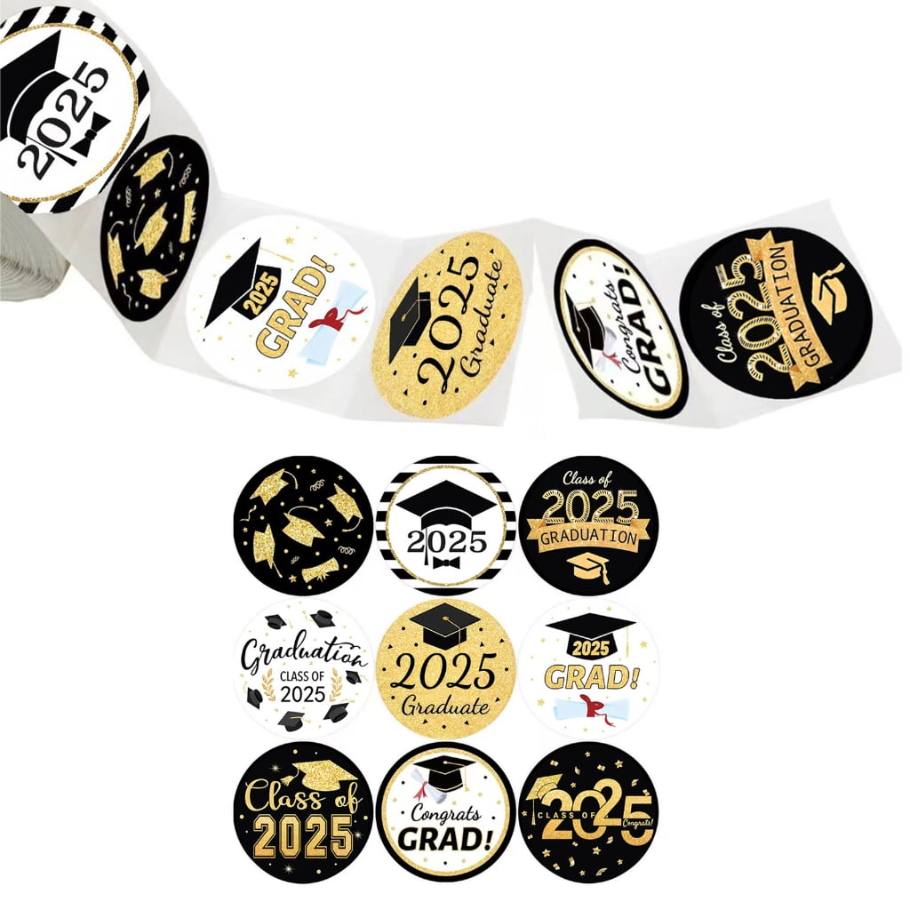500Pcs Class Of 2025 Graduation Themed Sticker Adhesive Labels 1.5Inch ...