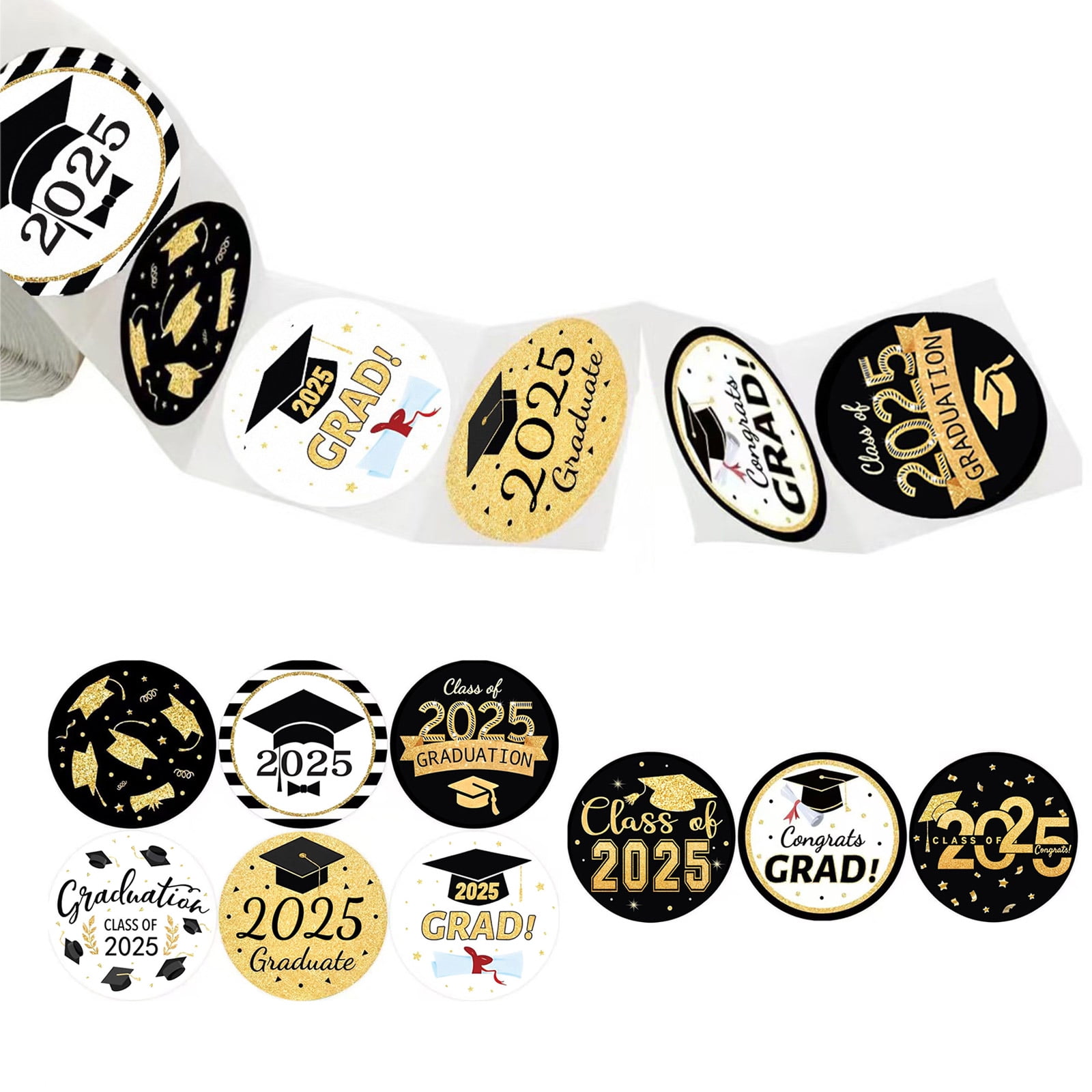 500Pcs Class Of 2025 Graduation Themed Sticker Adhesive Labels 1.5Inch ...