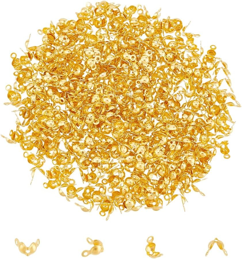 500Pcs Cord Ends Bead Tips Brass Knot Covers End Caps Tiny Open ...