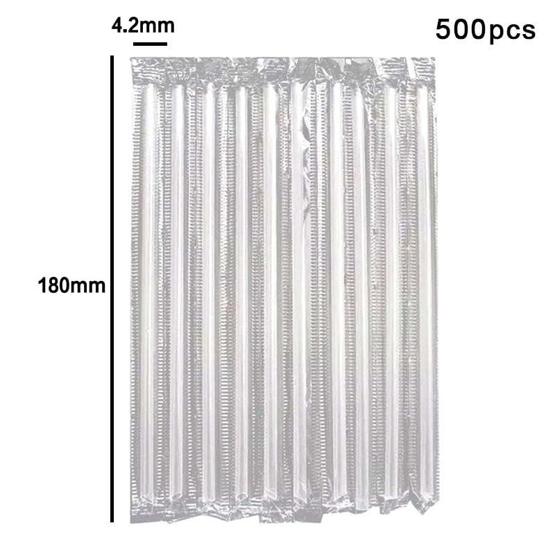 500Pcs DIY Plastic Straw Disposable Short Transparent Pointed Head Thin ...