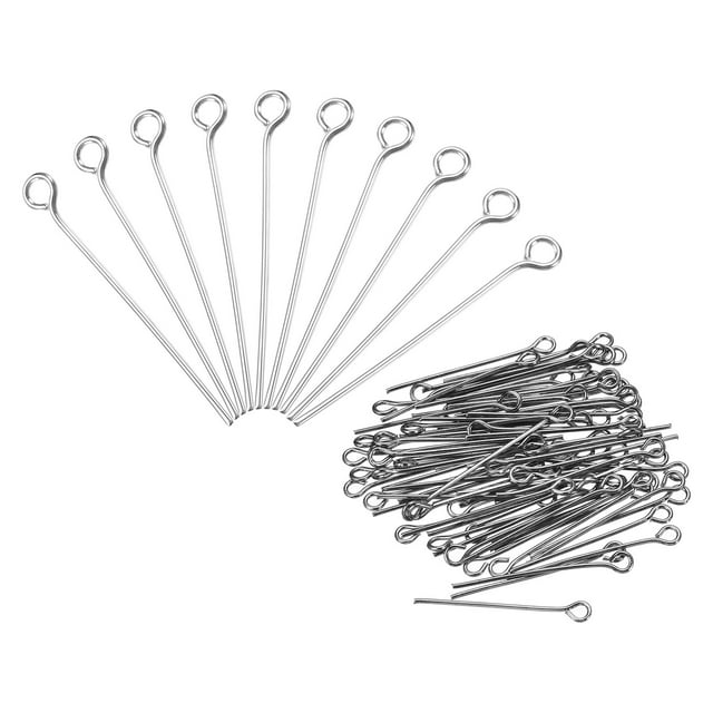 500Pcs Eye Pins Jewelry Findings 22 Gauge 28mm Iron Eye Pins for ...