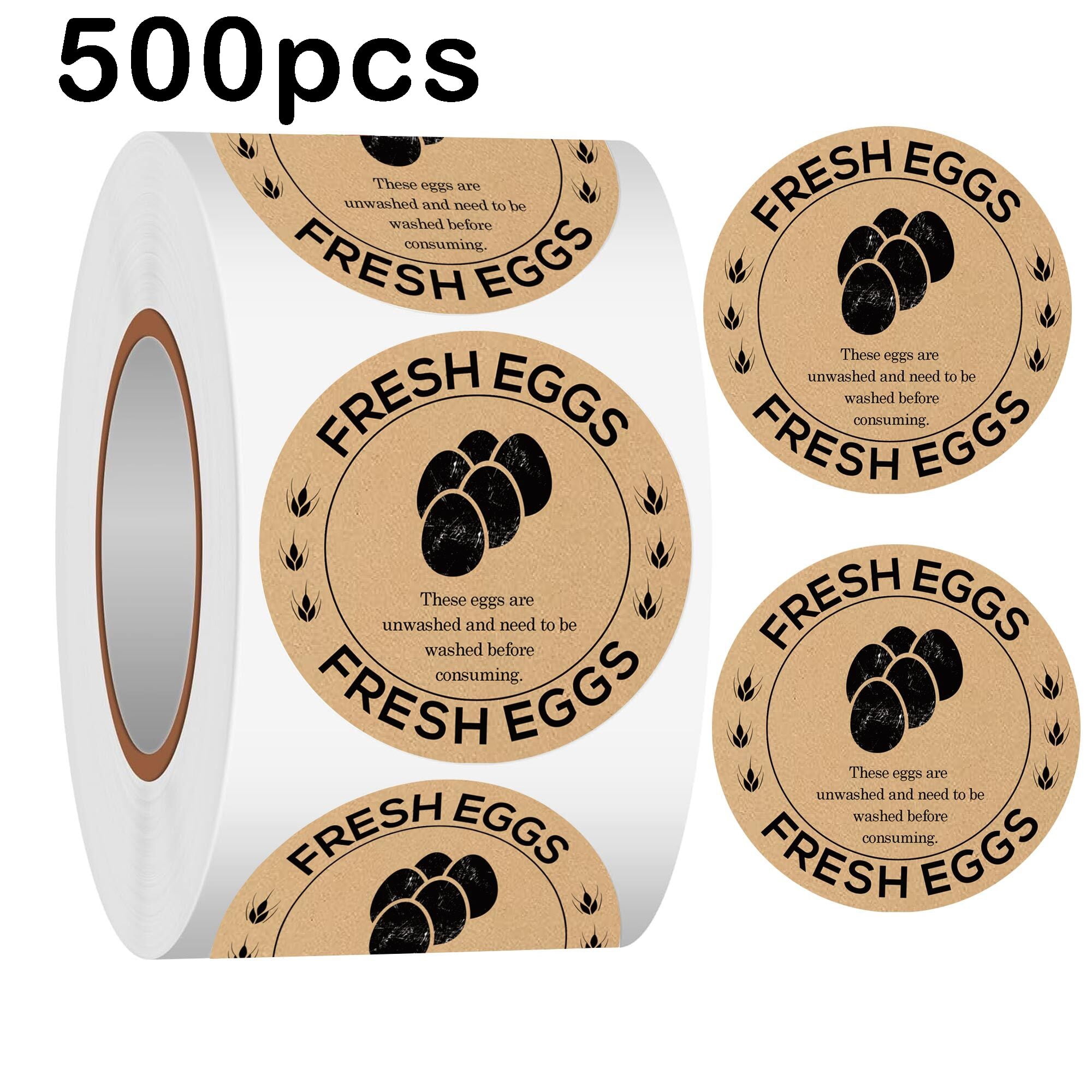 500Pcs Farm Fresh Egg Carton Stickers 2 inch-Kraft Round Unwashed Egg ...
