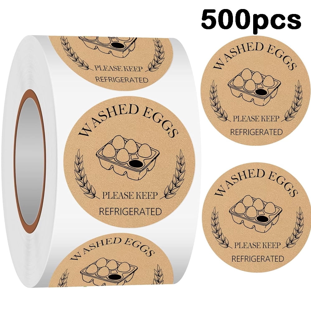 500Pcs Farm Fresh Egg Carton Stickers 2 inch-Kraft Round Washed Egg ...