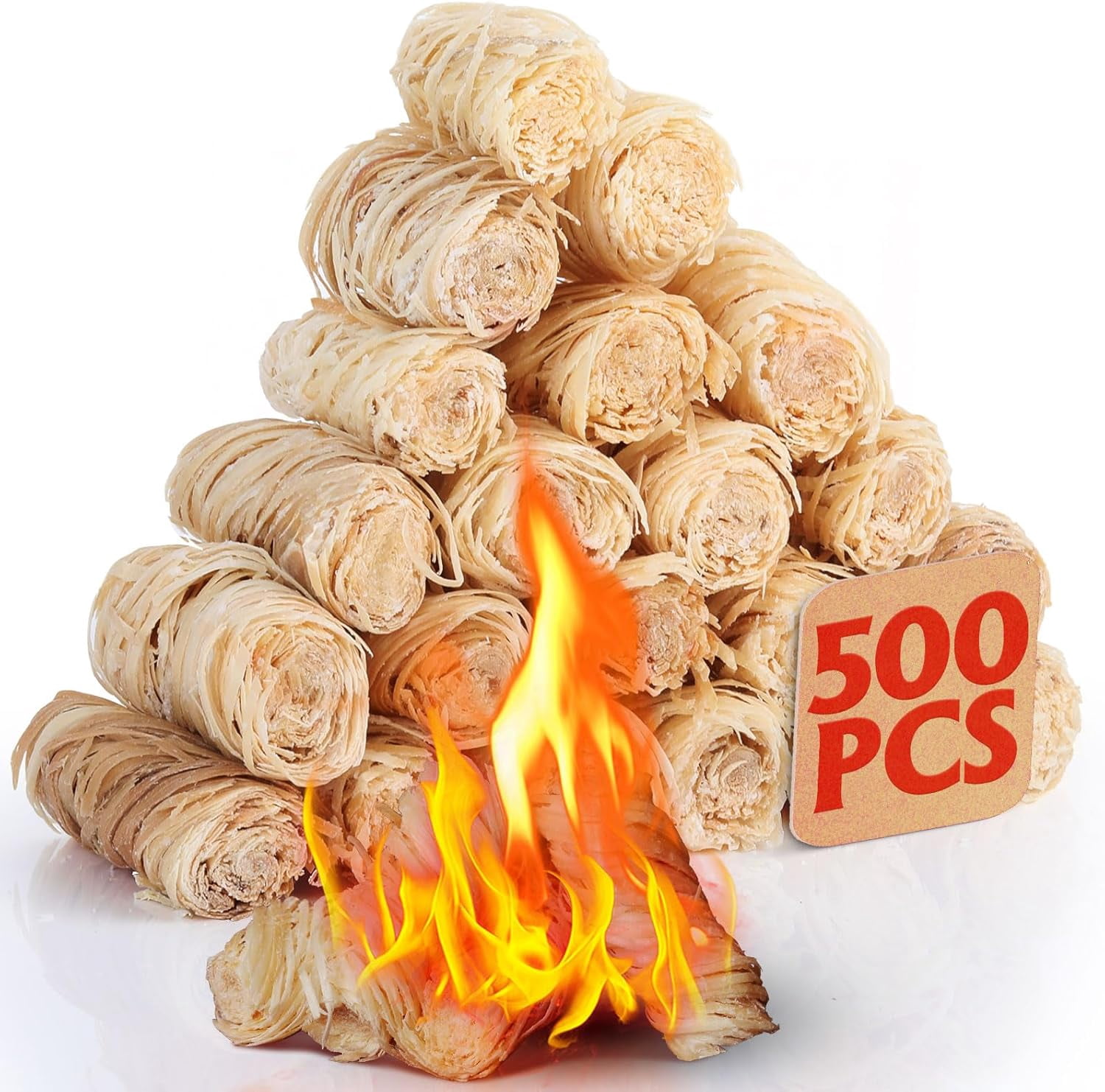 500Pcs Fire Starter - Natural Fire Starters for Campfires, Fireplace ...