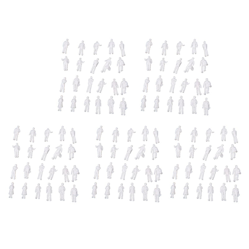 500Pcs HO Scale 1:100 White Model People Unpainted Train Figures ...