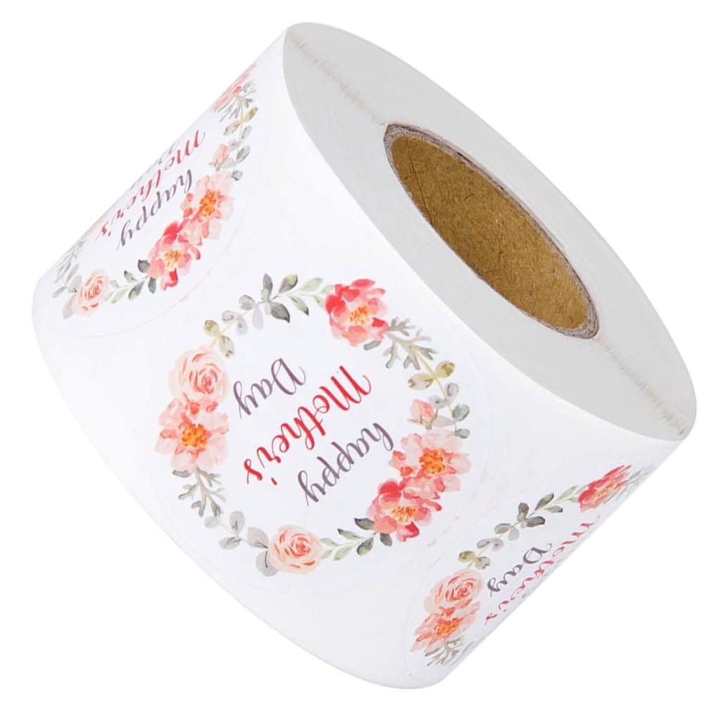 500Pcs Happy Mother's Day Flower Sticker Roll Adhesive Gift Wrapping ...