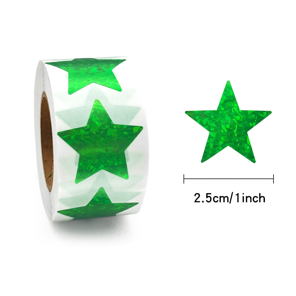 500Pcs Holographic Green Star Stickers, 1 inch Self Adhesive Metallic ...