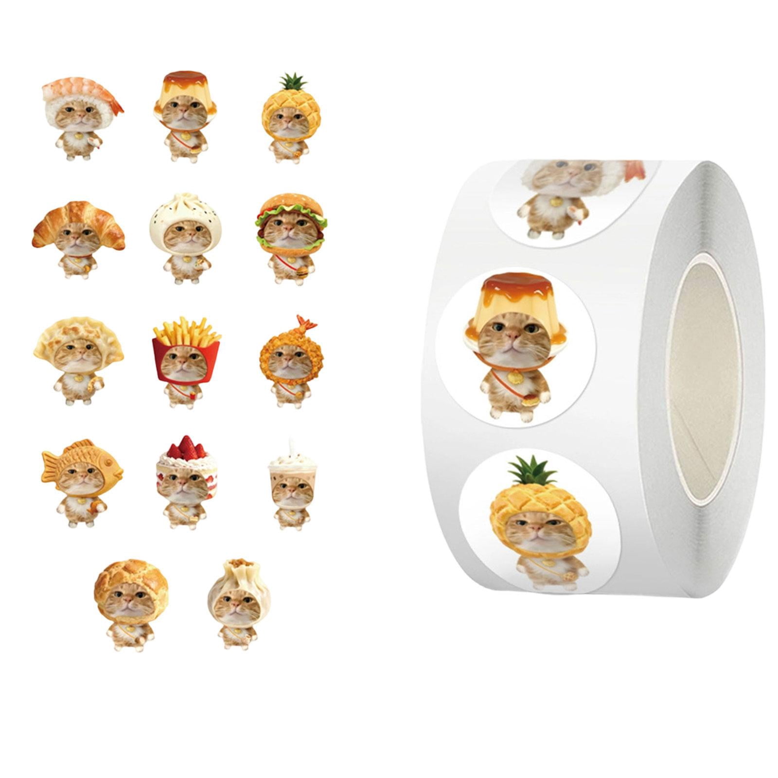 500Pcs Kitten Food Theme Adhesive Sticker Scrapbooking Decorative ...