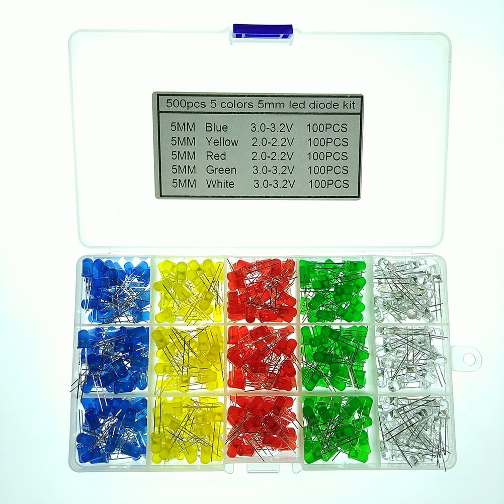 500Pcs LED Diode Lights 5 Colors 5mm Light Emitting Diodes LED ...