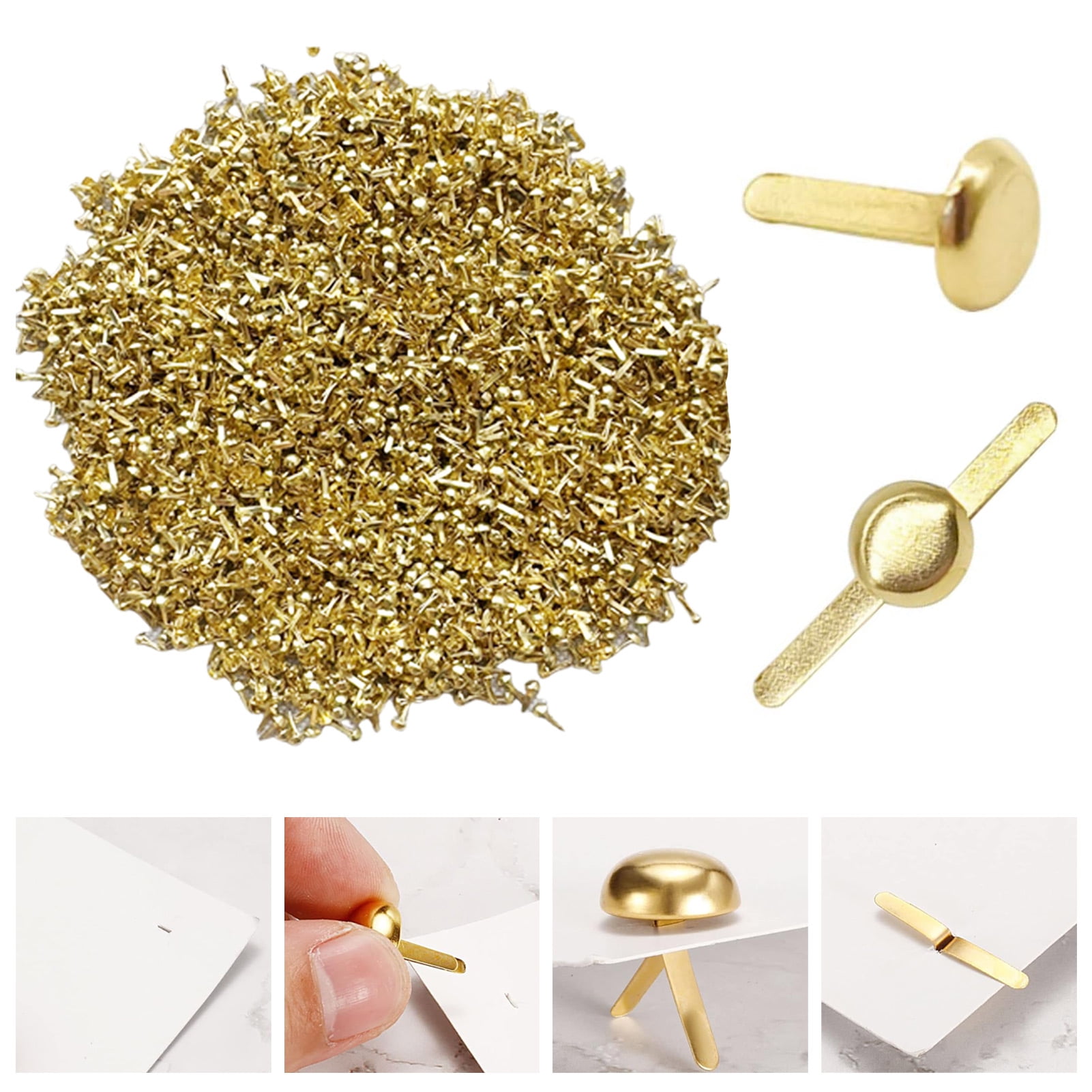 500Pcs Mini Brads Metal Plated Round Paper Fasteners for Paper Craft ...