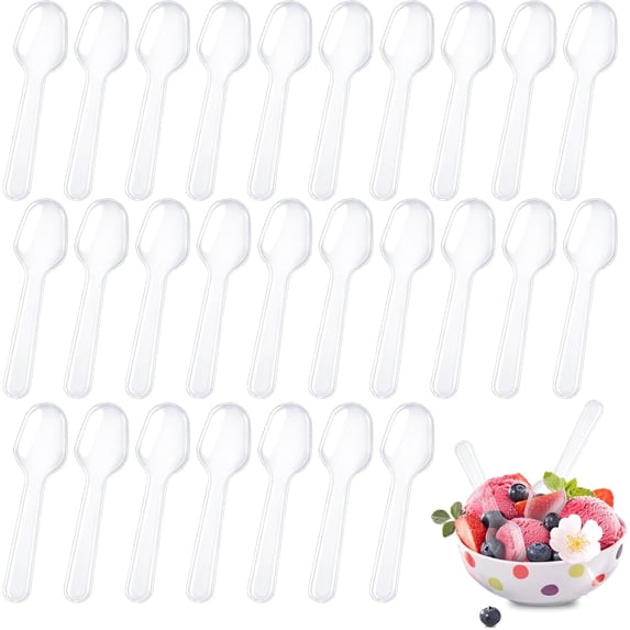 500Pcs Mini Spoons for Desserts, Clear Plastic Spoons, Disposable Clear ...